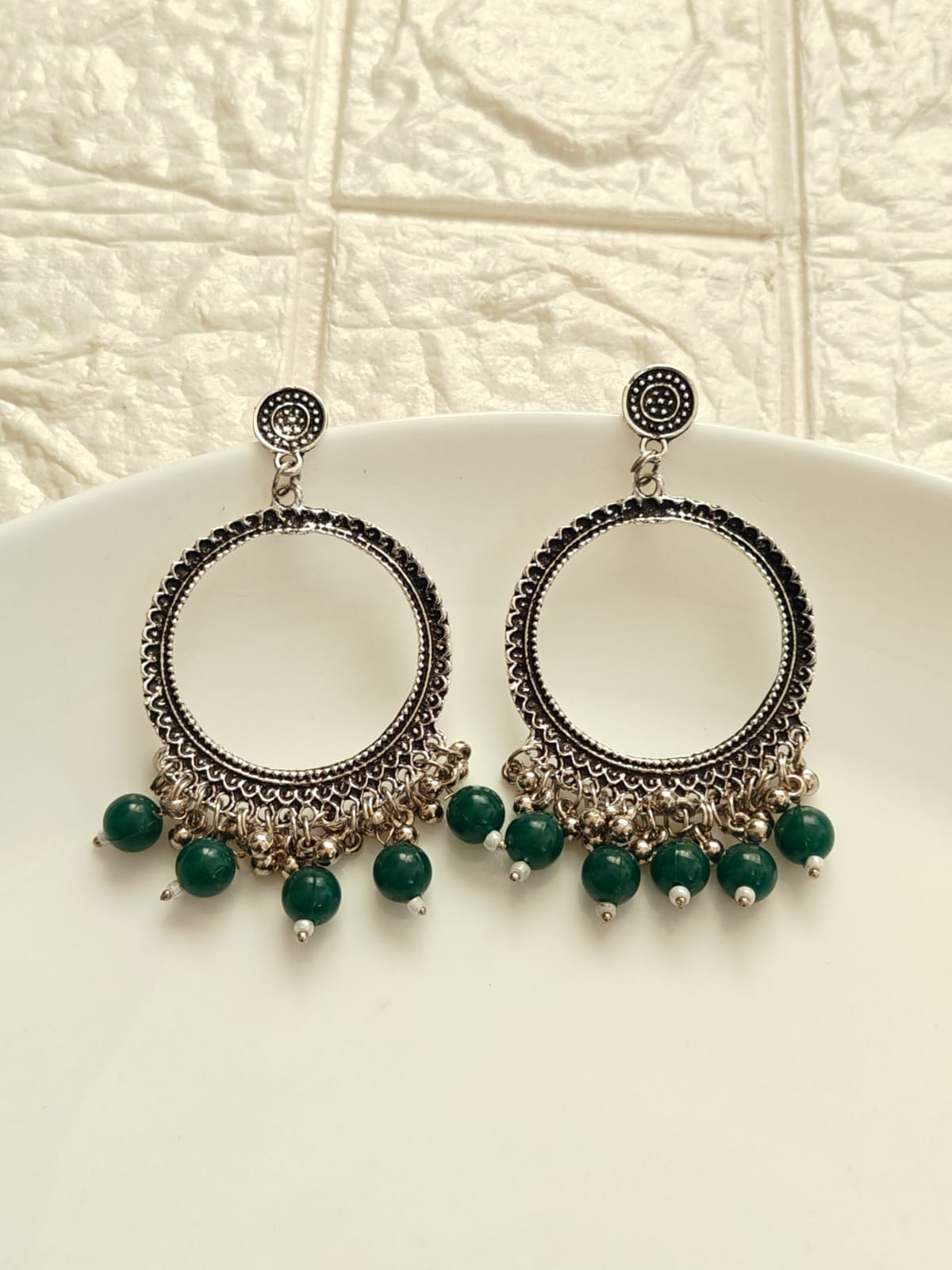 Round Green Beaded Jhumka Base – Fzcraftsupplies